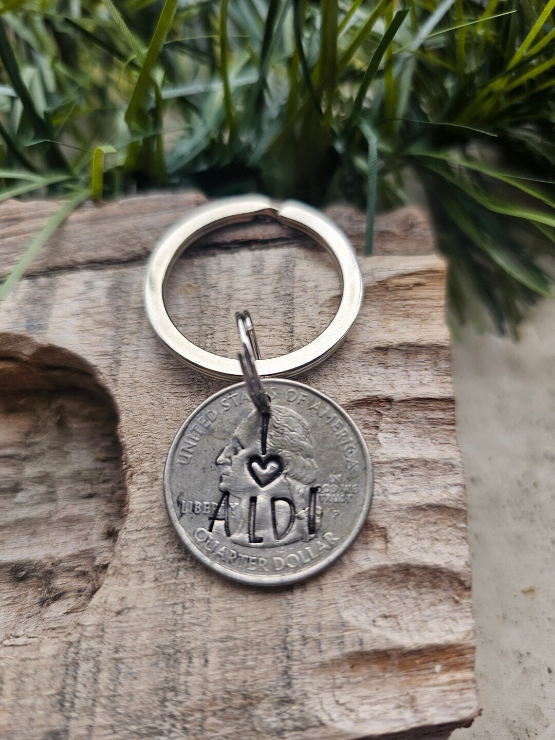 Aldi Quarter Holder Keychain, Gift for Best Friend, Stamped Quarter ...
