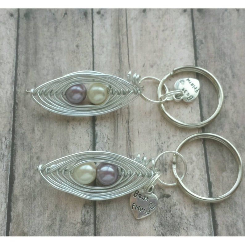 Best friend keychains best friend gift pea pod keychain | Etsy