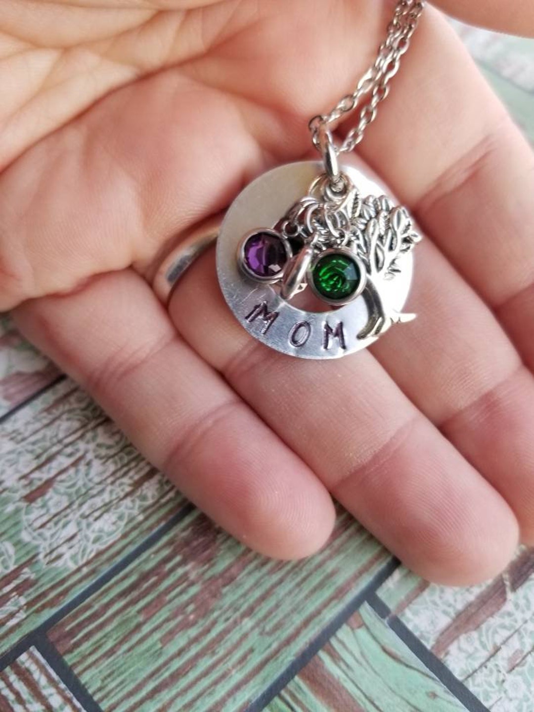 Personalized Family Birthstone Tree Necklace: Gift for Mom - Etsy