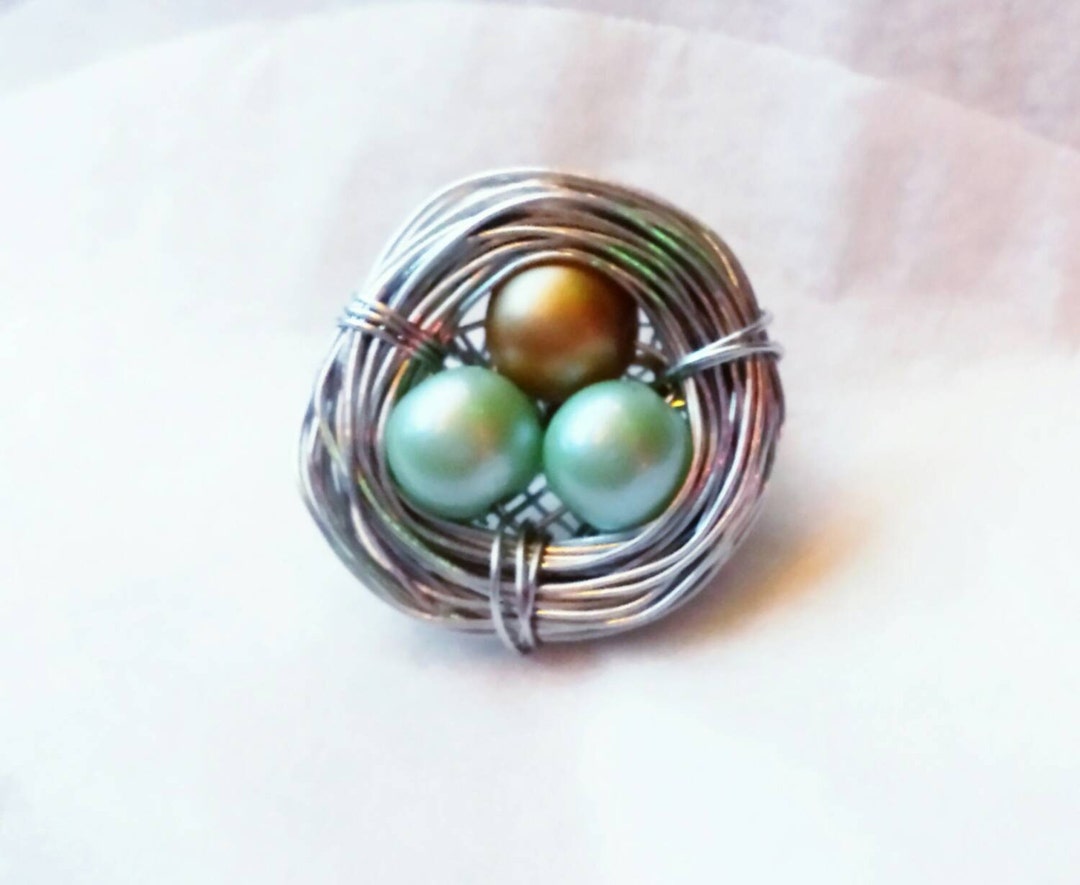 Personalized Birds Nest Pin: Family Tree Pearl Brooch - Etsy
