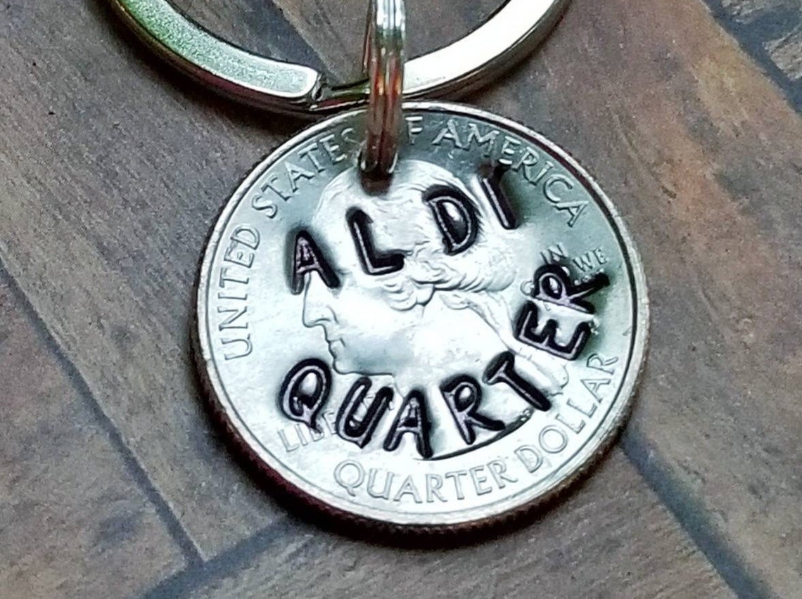 Aldi quarter shopping cart quarter coin keychain hand | Etsy