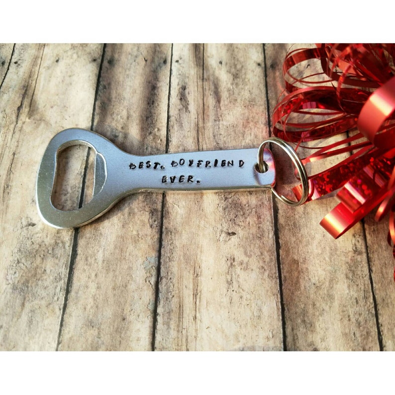 Boyfriend Gift, Hand Stamped Bottle Opener Keychain - Etsy