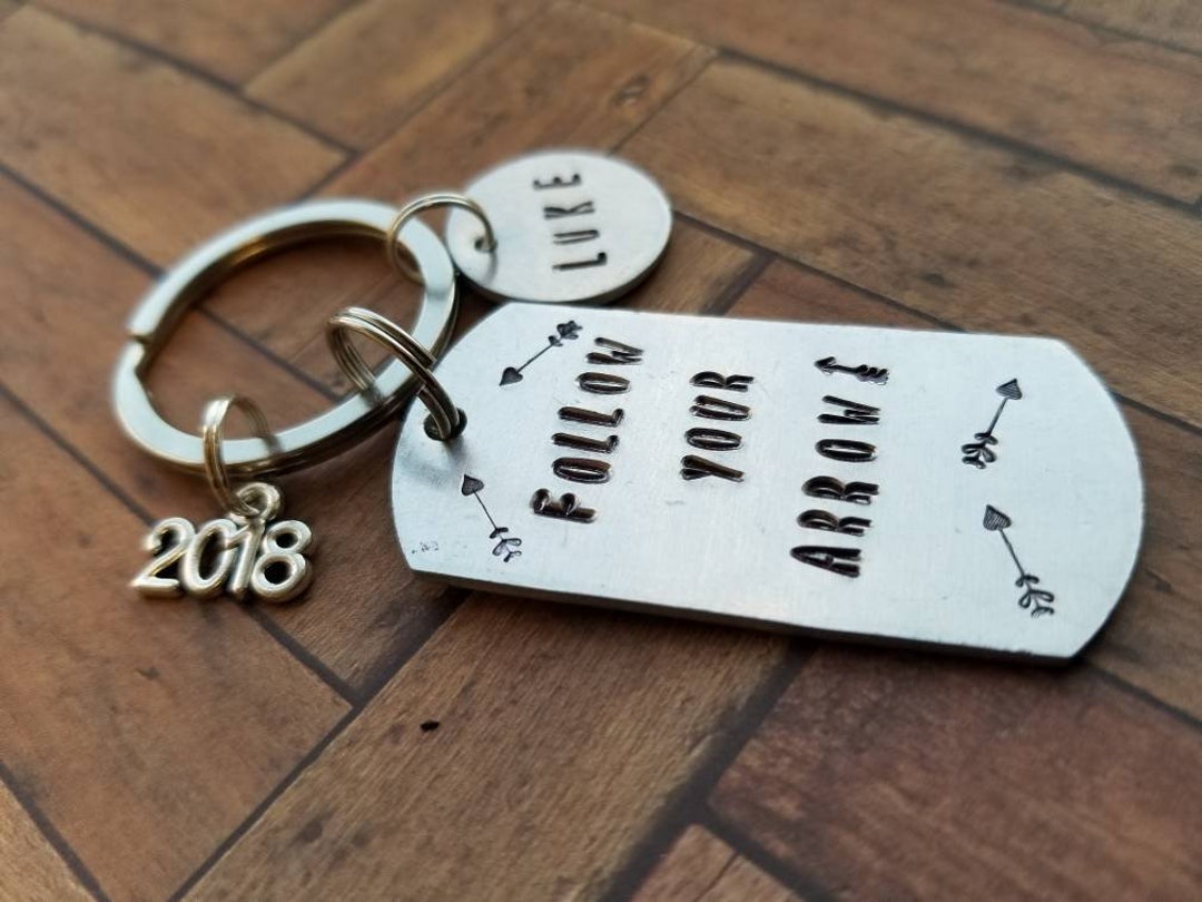 Personalized Graduation Keychain: Hand Stamped Aluminum, 'follow Your ...