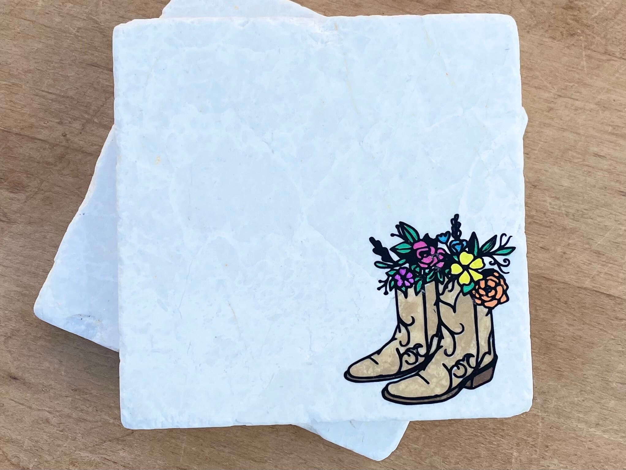 Cowboy Boot Marble Coasters Boot Coasters, Boot Decor, Texas Decor ...