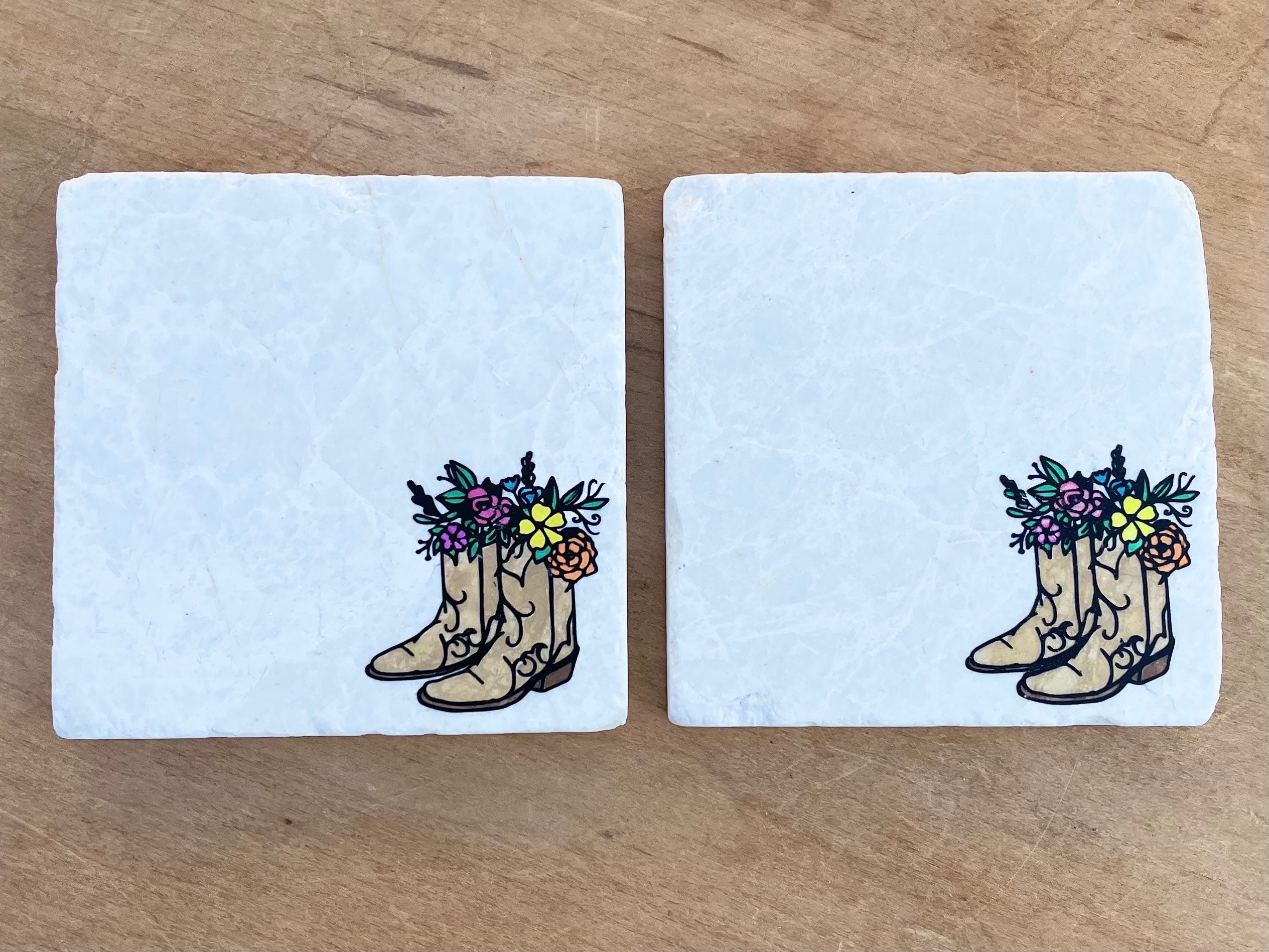 Cowboy Boot Marble Coasters Boot Coasters, Boot Decor, Texas Decor ...
