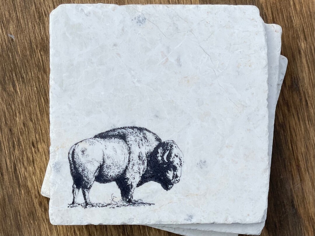 Buffalo Marble Coaster Set Buffalo Coasters, Buffalo Gift, Cabin Decor ...