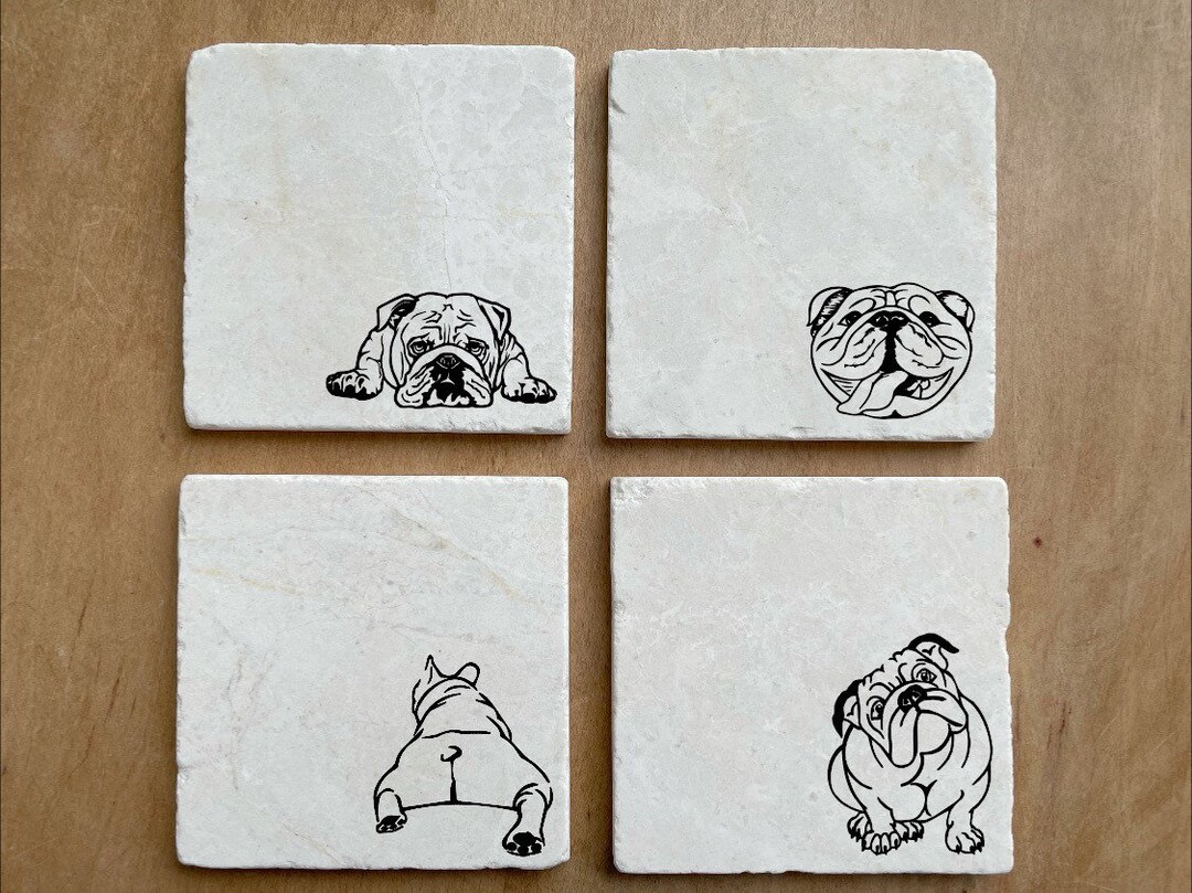 Bulldog Marble Coasters Bulldog Mom, Bulldog Dad, Bulldog Gift, Bulldog ...