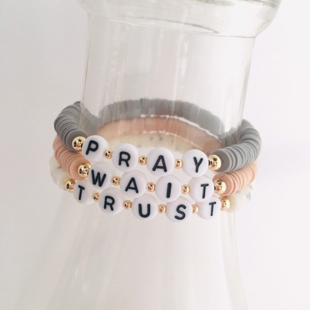 Stack of 3 Custom Word Vinyl Stretch Bracelets, Personalized Bracelets ...