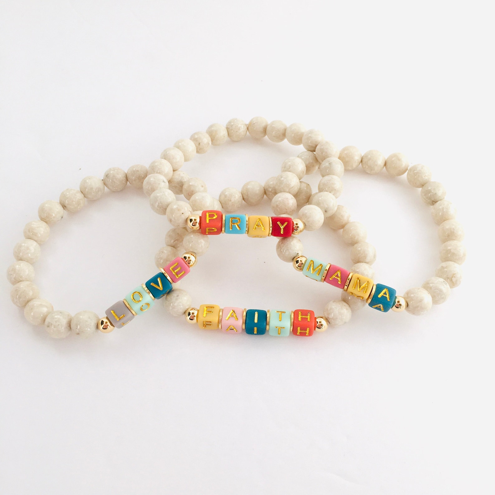 Custom Colorful Acrylic Letter Bead Stretch Bracelet - Etsy
