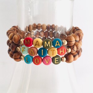 Custom Word Stretch Bracelet, Colorful Personalized Bracelet, Olive ...