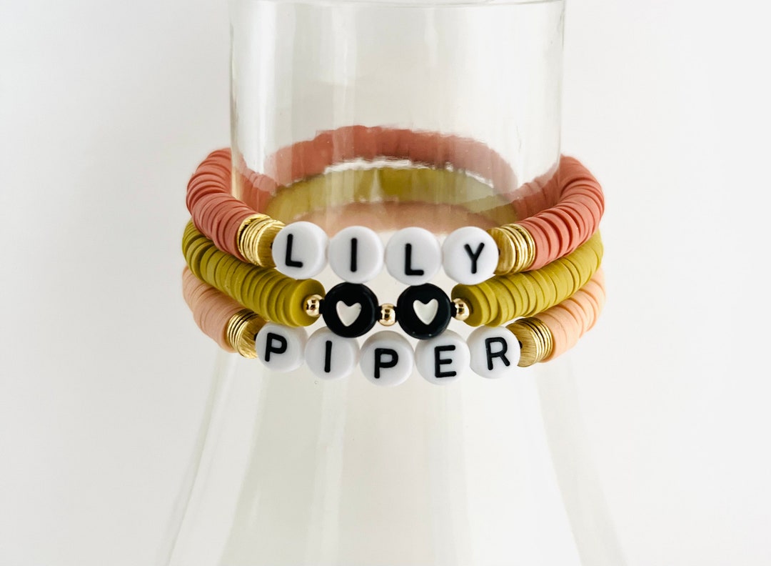 Custom Name Vinyl Bracelet Stack, Girl Mom Bracelets, Gift for Mom ...