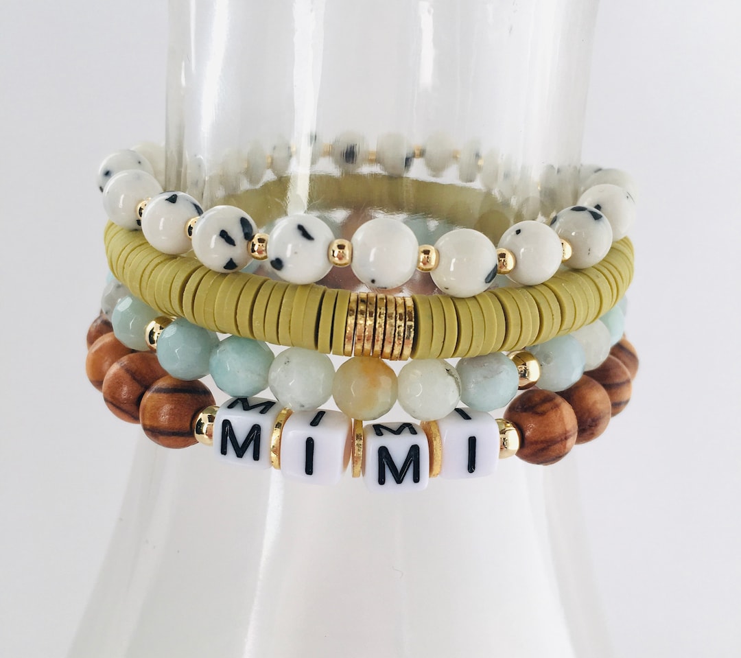 Mimi Bracelet Stack, Custom Word Bracelet, Set of 4 Bracelets, Gift for ...