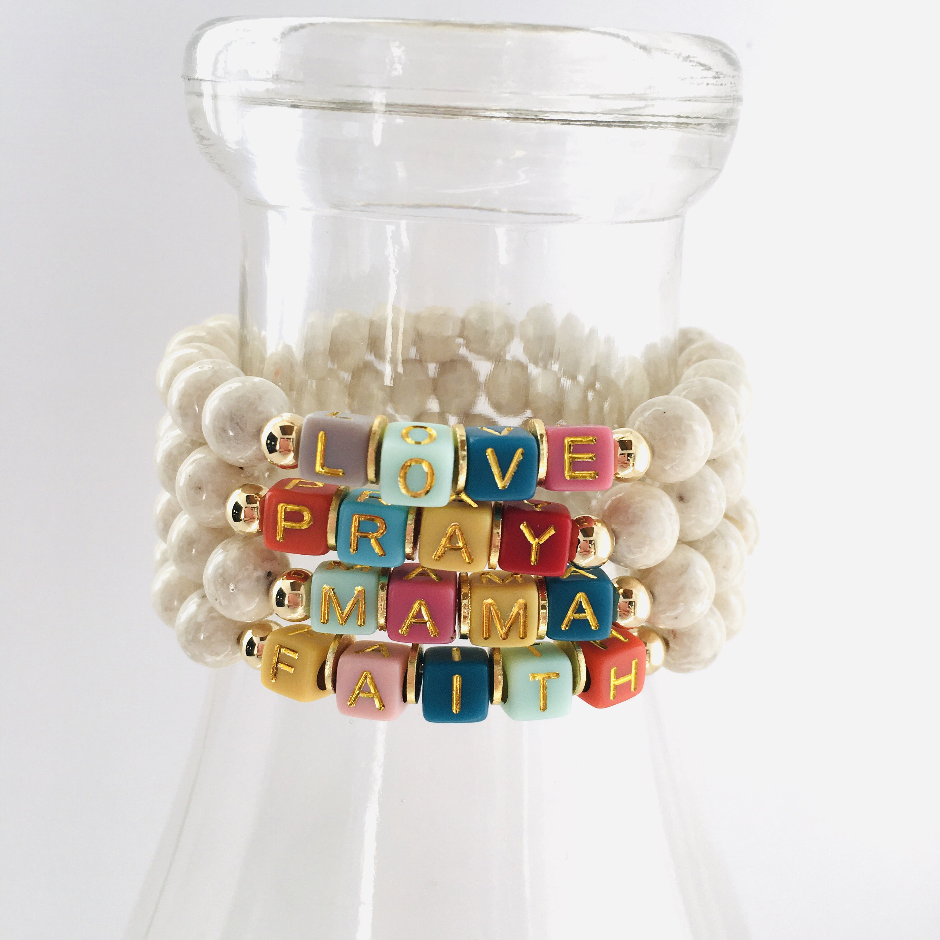 Custom Colorful Acrylic Letter Bead Stretch Bracelet - Etsy