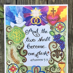 Sacrament of Marriage Hand-lettered Original Art Print, for Catholic ...