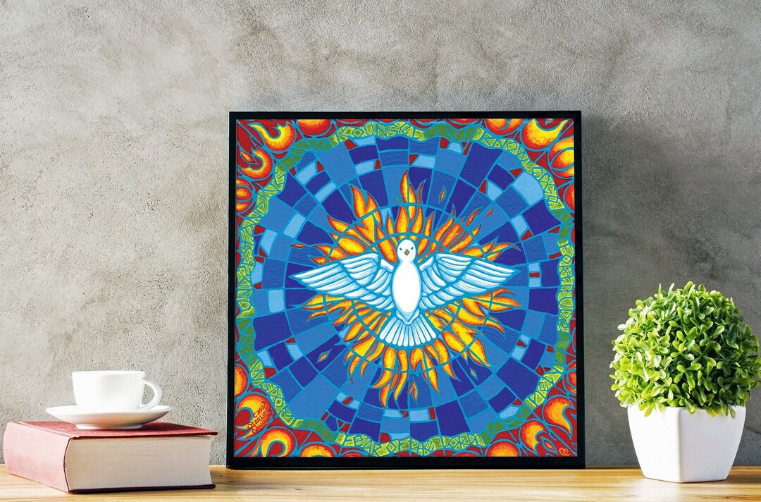 Gifts of the Holy Spirit Original Art Print Dove Mandala With Phrases ...