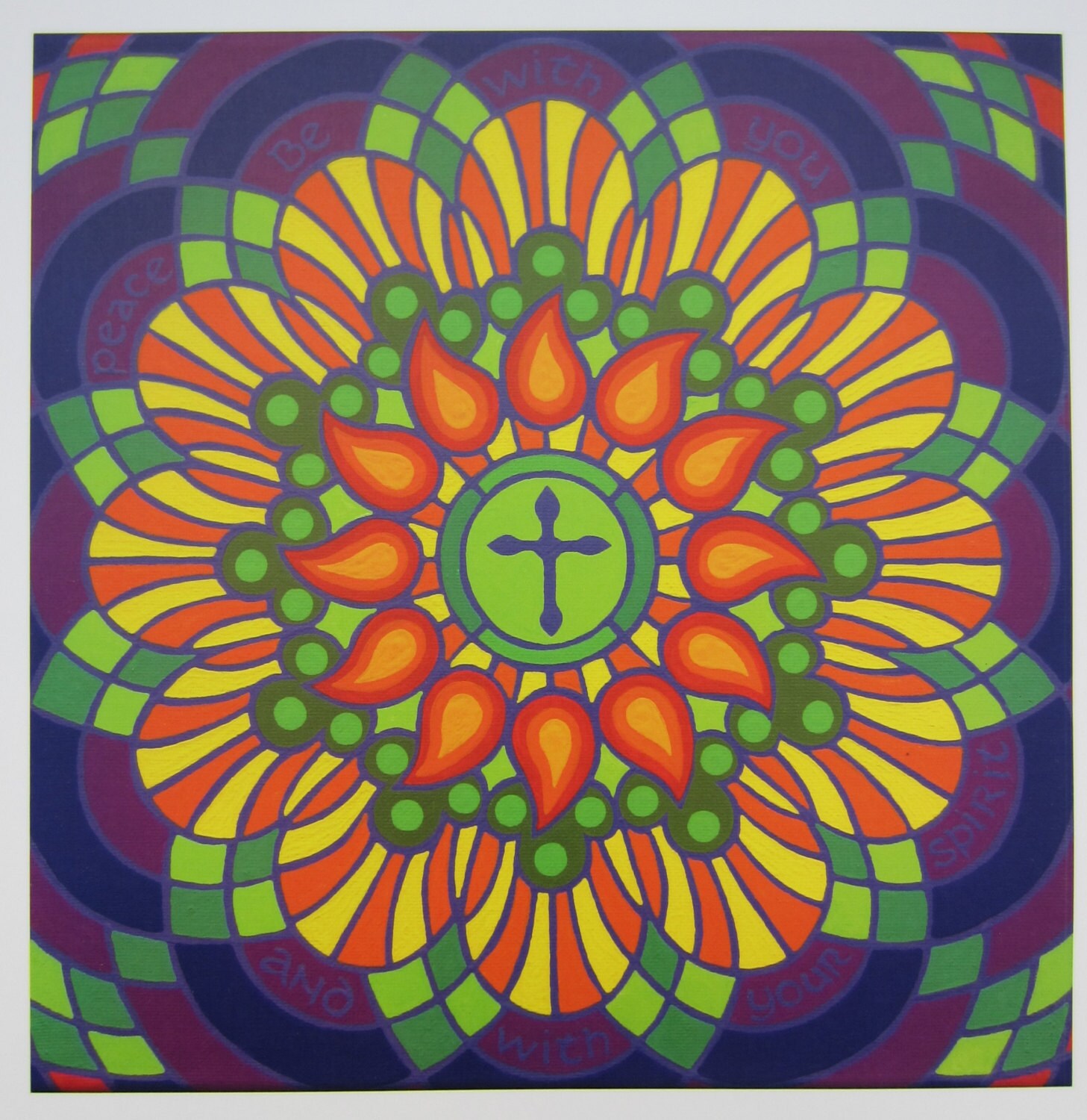 Peace Be With You Holy Spirit Cross Mandala Original Art Print ...