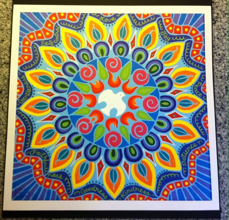 Fruits of Holy Spirit Art Print, Dove, Mandala Art, Confirmation Gift ...