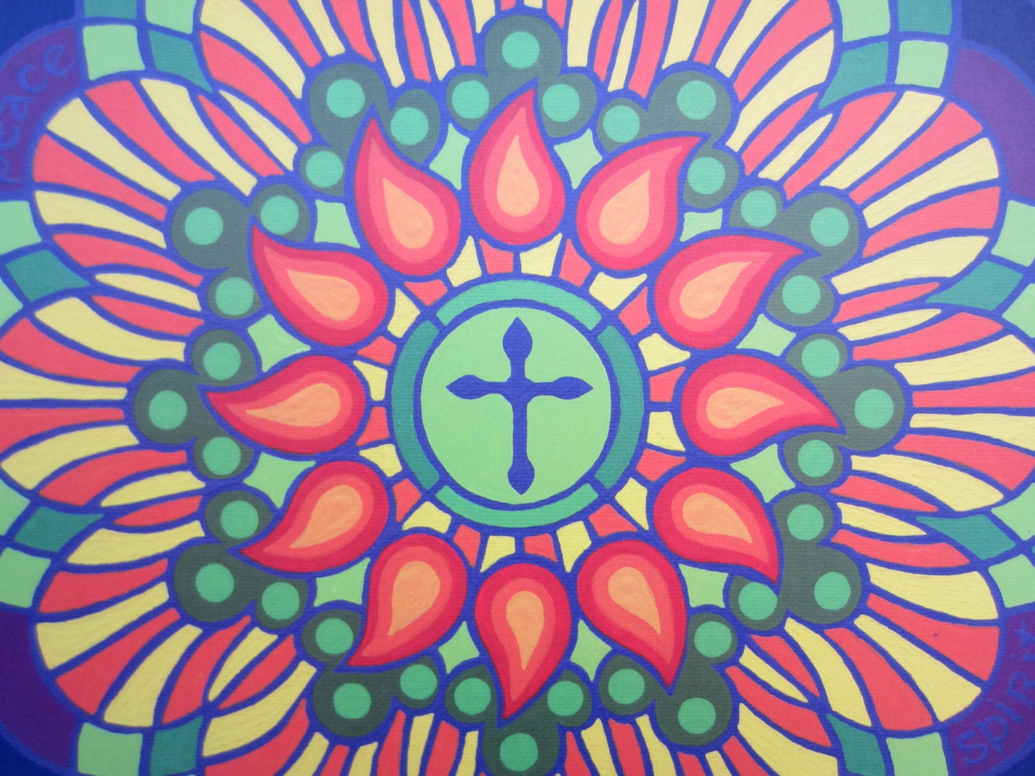 Peace Be With You Holy Spirit Cross Mandala Original Art Print ...