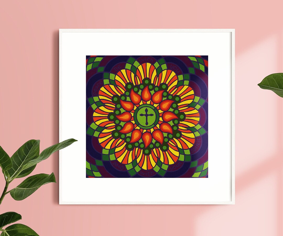 Peace Be With You Holy Spirit Cross Mandala Original Art Print ...