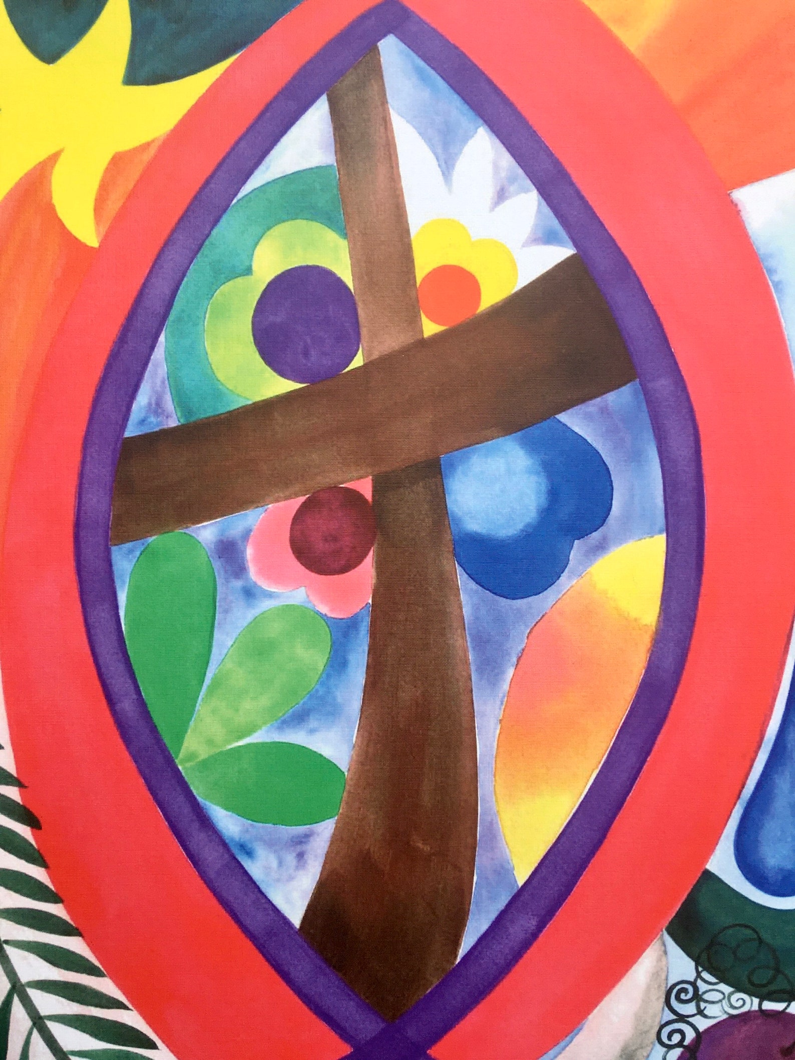 Ichthys Fish and Cross Original Art Print Christian Catholic Wall Decor ...