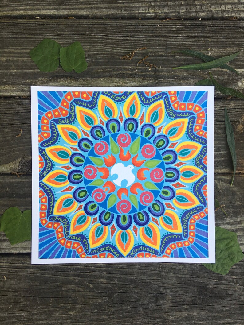 Fruits of Holy Spirit Art Print, Dove, Mandala Art, Confirmation Gift ...