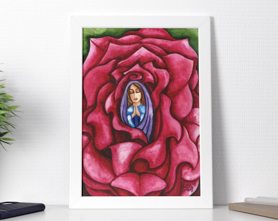 Mystical Rose-our Lady Blessed Virgin Mary Original Art Print Christian ...