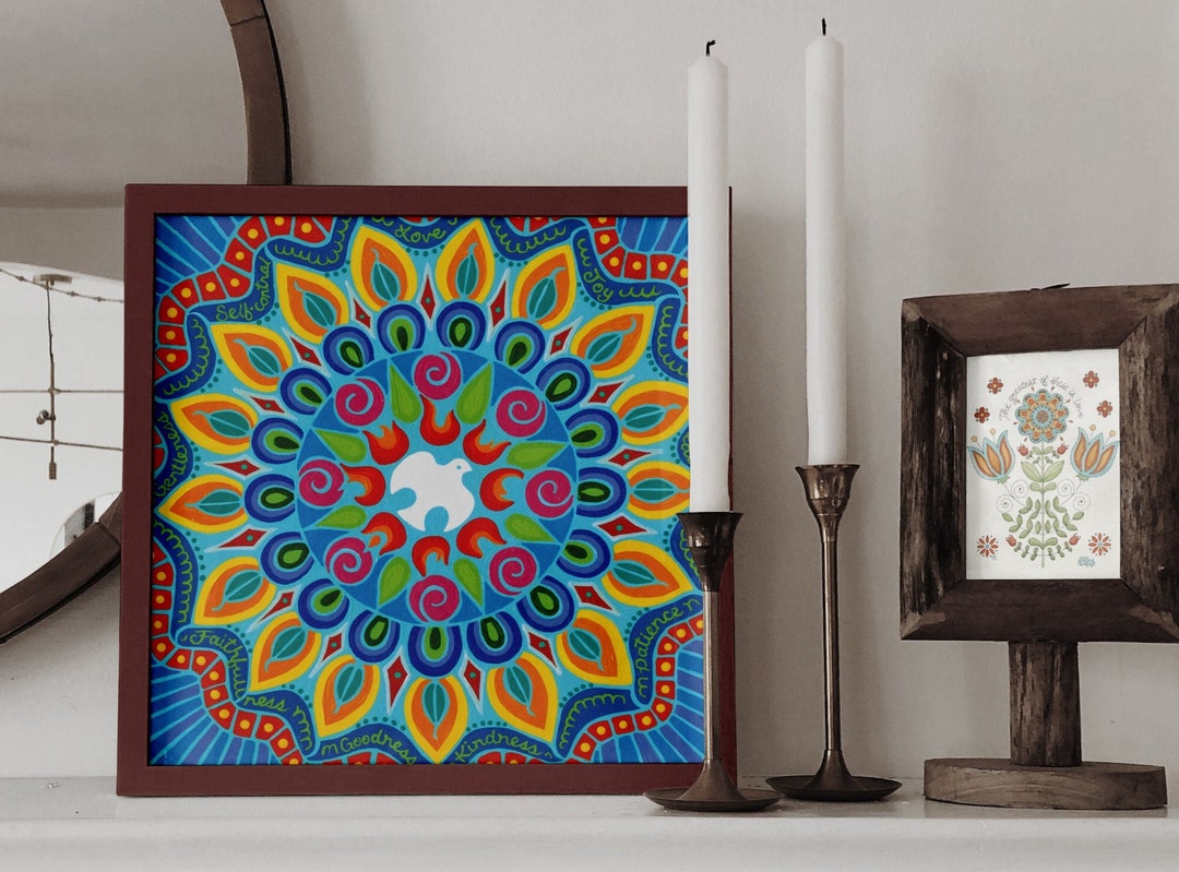 Fruits of Holy Spirit Art Print, Dove, Mandala Art, Confirmation Gift ...