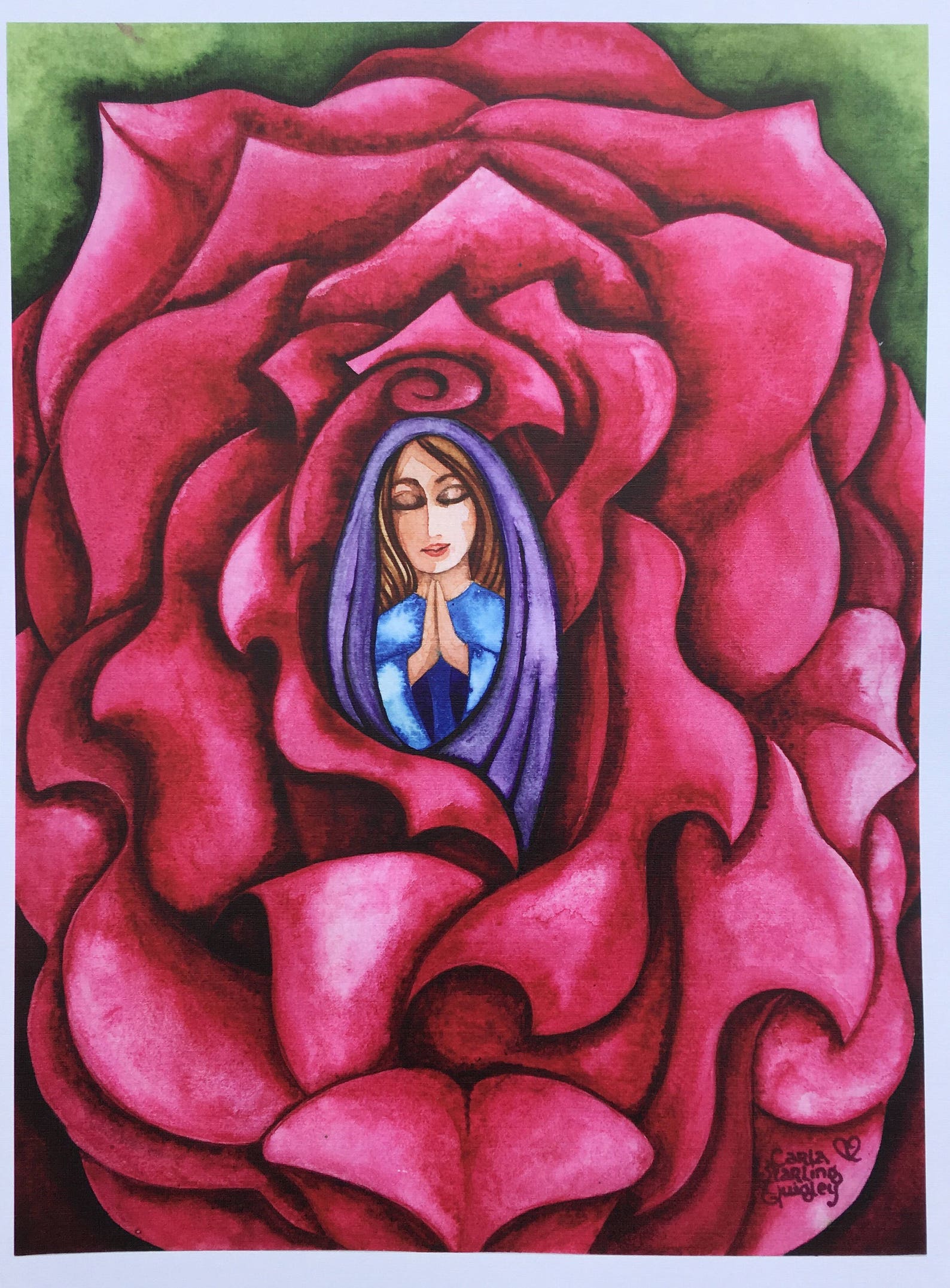 Our Lady of the Mystical Rose Virgin Mary Original Art Print - Etsy