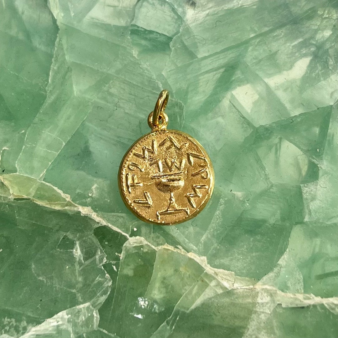 14K Solid Gold Shekel Coin-first Revolt Coin-pomegranate Coin- Shekel ...