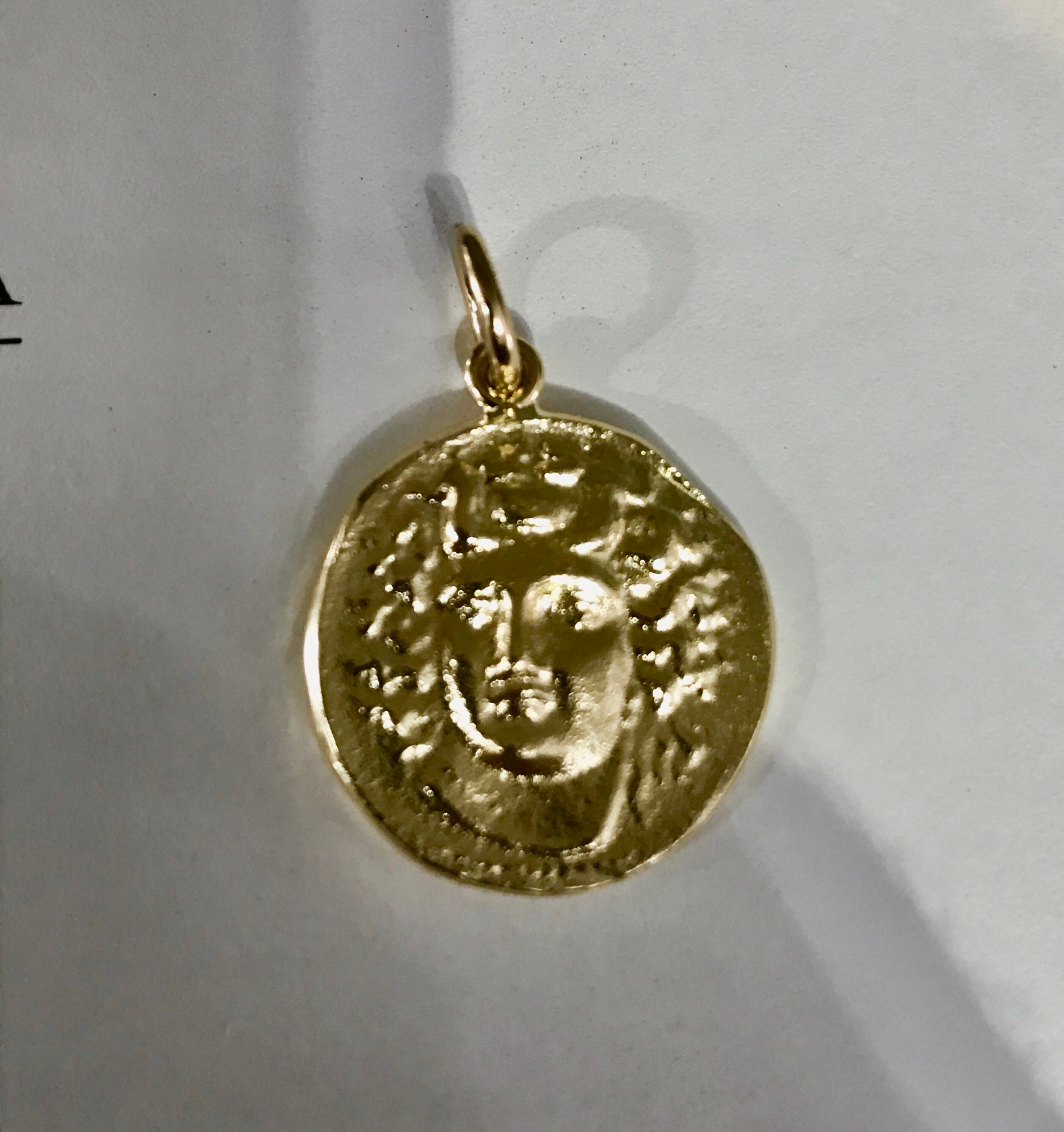 Ancient Medusa Coin Pendant in 14K Solid Gold | Etsy