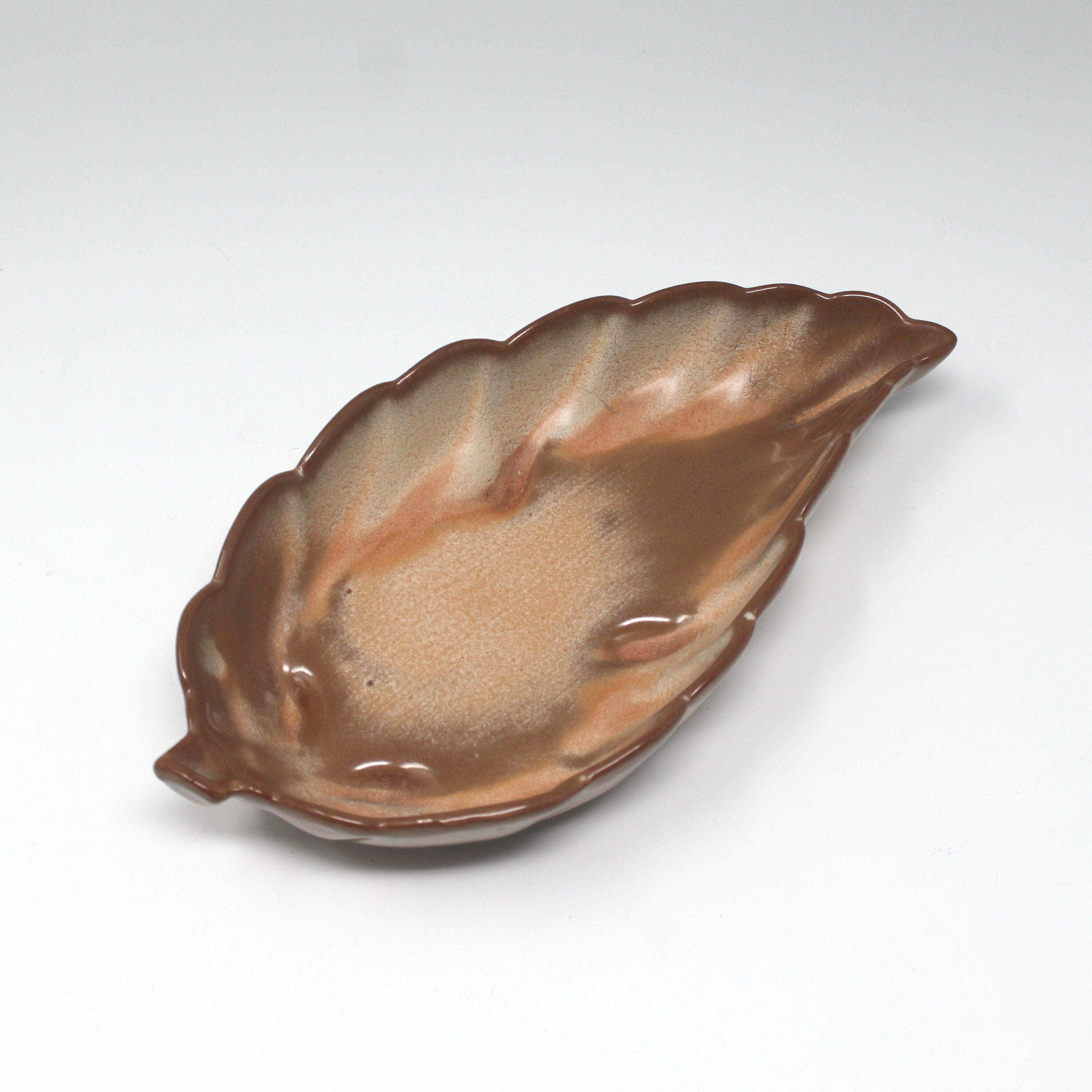 Vintage Frankoma #225 Prairie Brown Glaze Leaf Dish - Etsy
