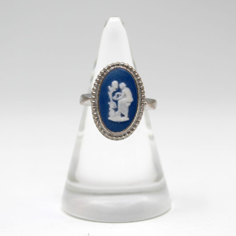Vintage Wedgwood Sterling Silver Blue Cameo | Ring Size 6 - Etsy