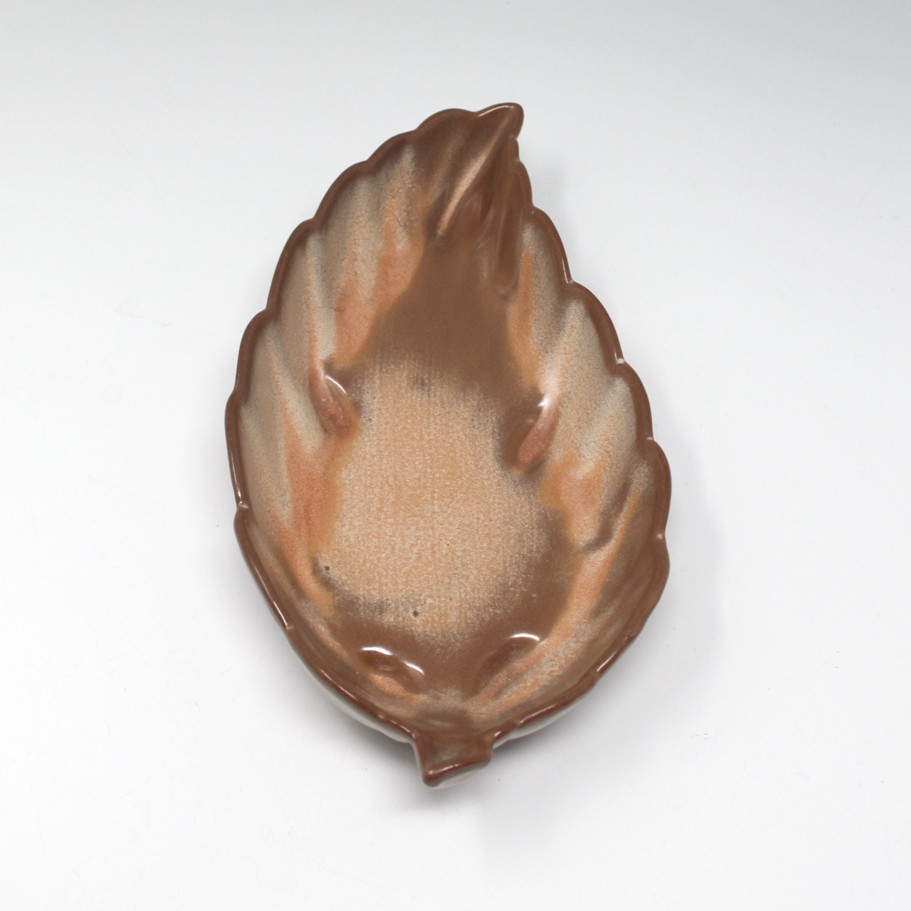 Vintage Frankoma #225 Prairie Brown Glaze Leaf Dish - Etsy