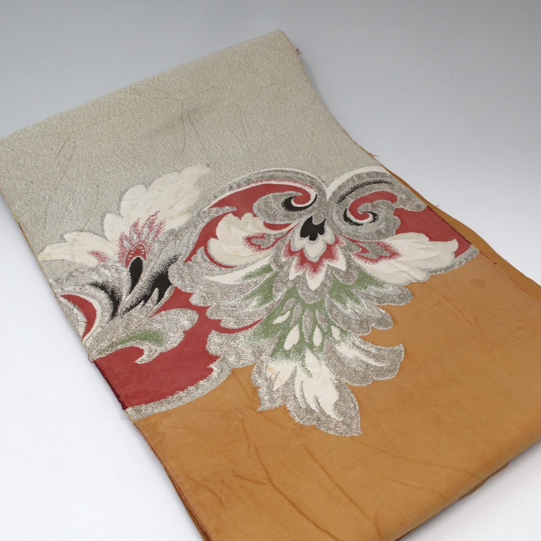 Vintage Japanese Obi With Floral Motifs - Etsy