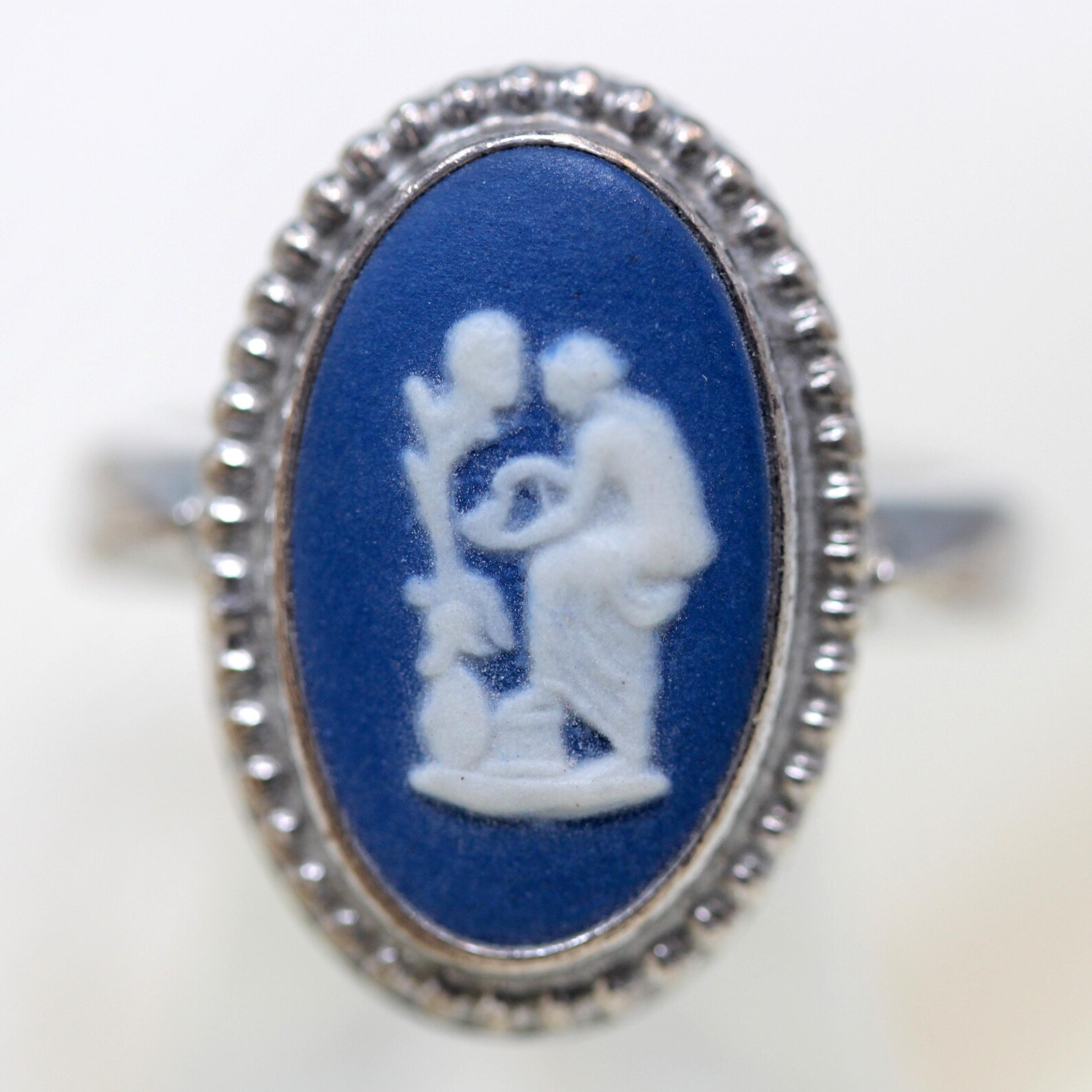 Vintage Wedgwood Sterling Silver Blue Cameo | Ring Size 6 - Etsy