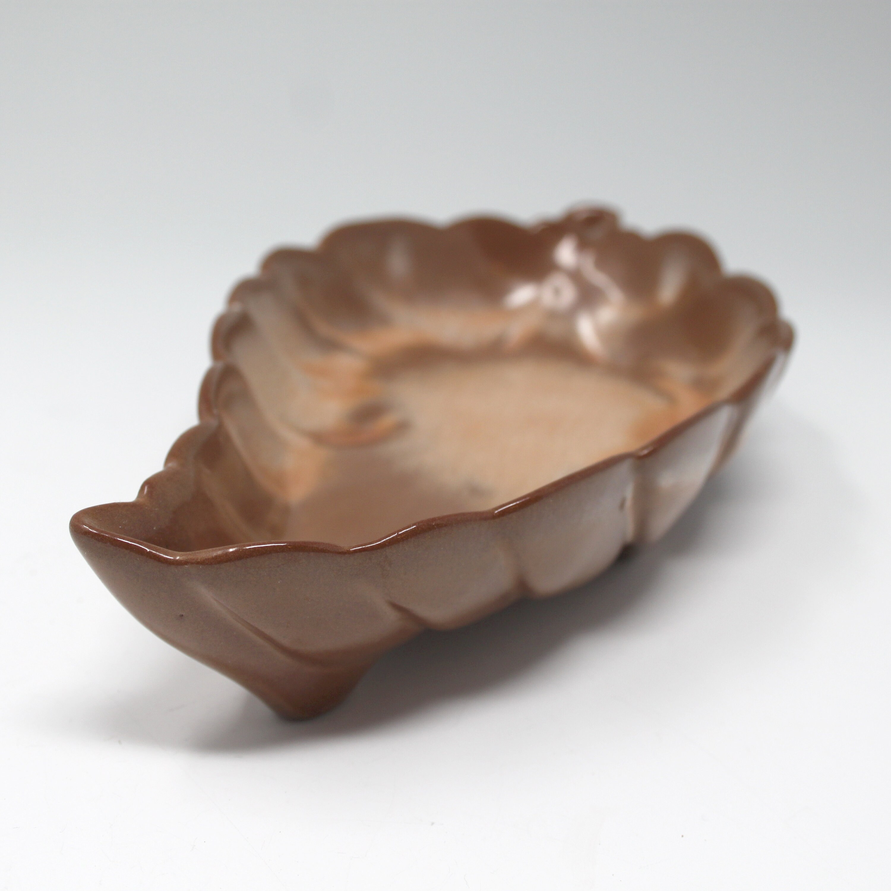 Vintage Frankoma #225 Prairie Brown Glaze Leaf Dish - Etsy