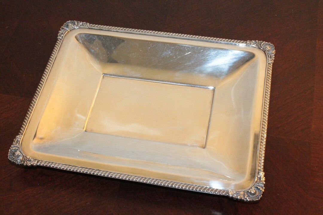 Rectangular Silverplate Tray With Narrow Gadroon Border Marked With ...