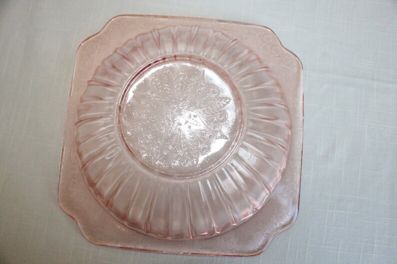 Pink Depression Glass Square Serving Bowl Adam Pattern Jeannette Glass ...