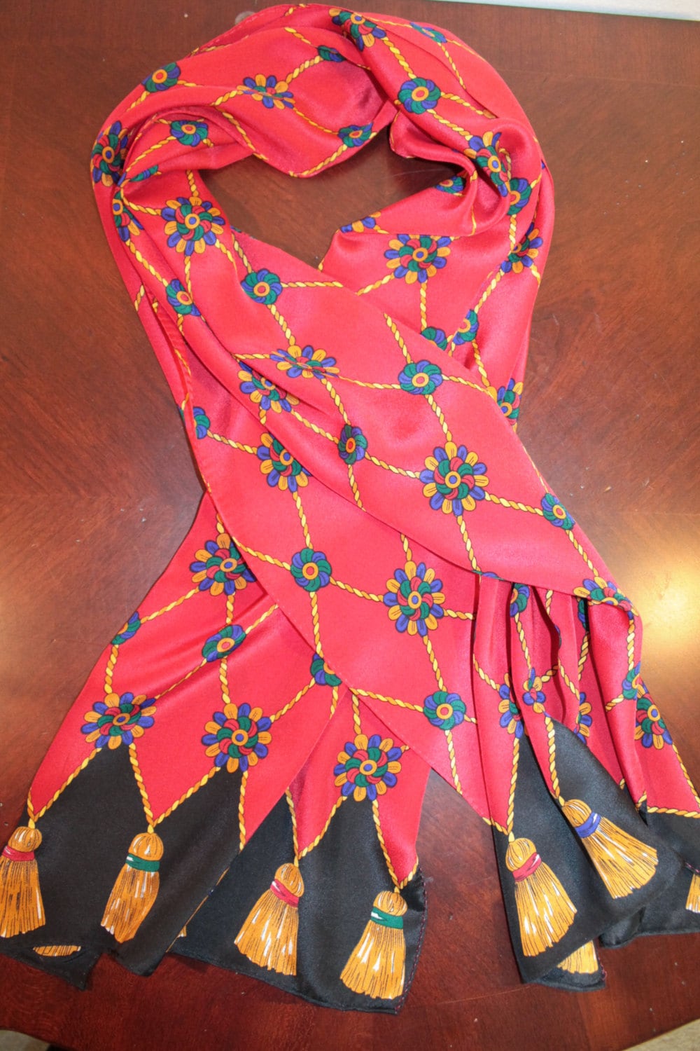 Designer Oblong Silk Scarf With Hand-rolled Edges in Primary - Etsy