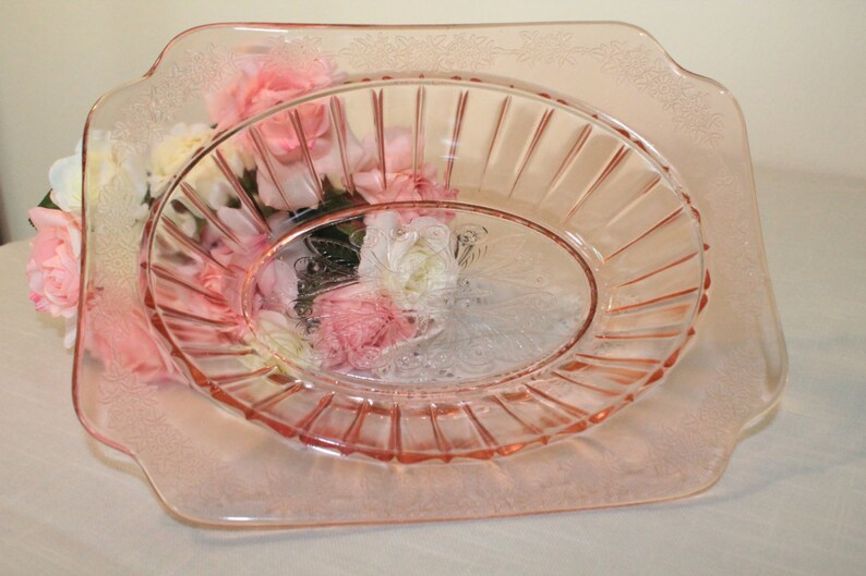 Pink Depression Glass Oval Serving Bowl Adam Pattern Jeannette Glass - Etsy