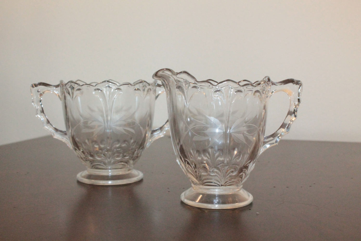 Etched Clear Glass Cream and Sugar - Etsy