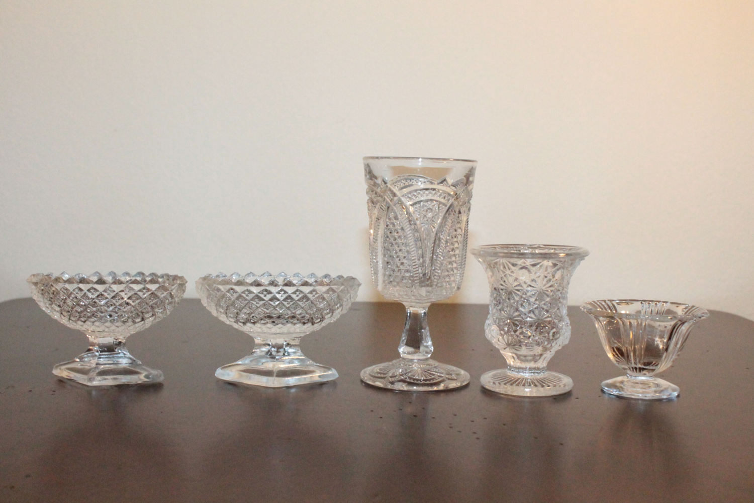 FIVE Collection of Five Pressed Glass Small Pieces Open - Etsy