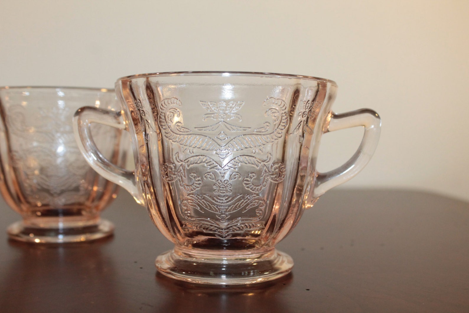 Pink Indiana Glass Creamer and Sugar in the Madrid Pattern – 1970’s - Etsy
