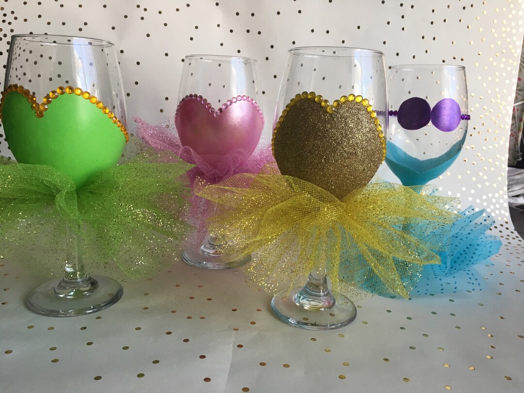 Disney Painted Princess Wine Glasses, Magical, Princesses, Hand Painted ...