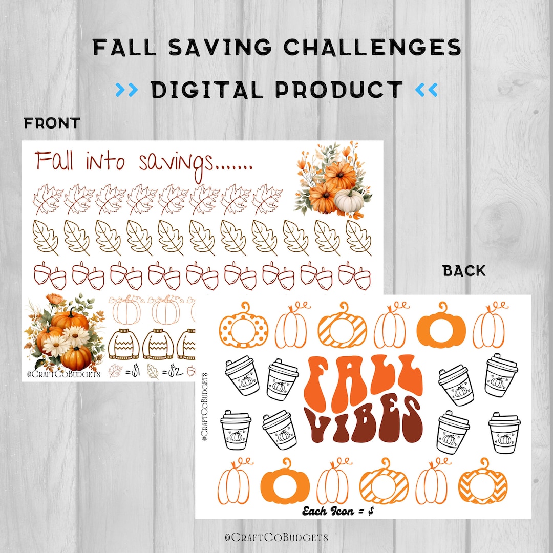 Fall Savings Challenges | Digital Download | 2 Printable Designs ...