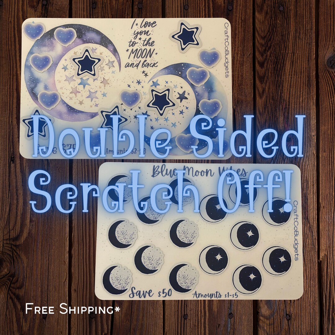 Moon & Stars Scratch off Savings Challenge Double Sided Scratch off ...