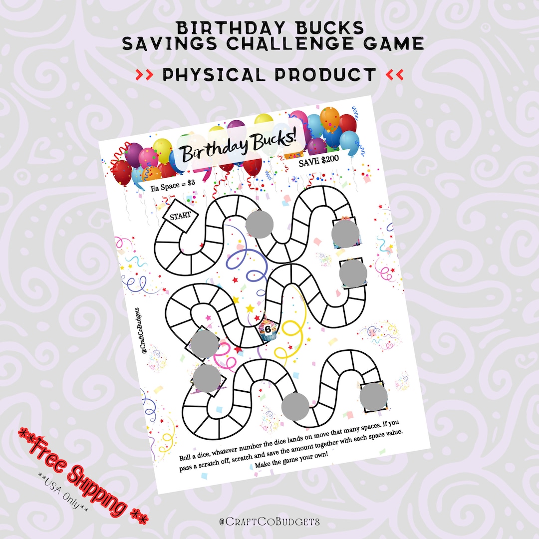 Birthday Bucks Scratch off Savings Challenge Game Physical Product ...