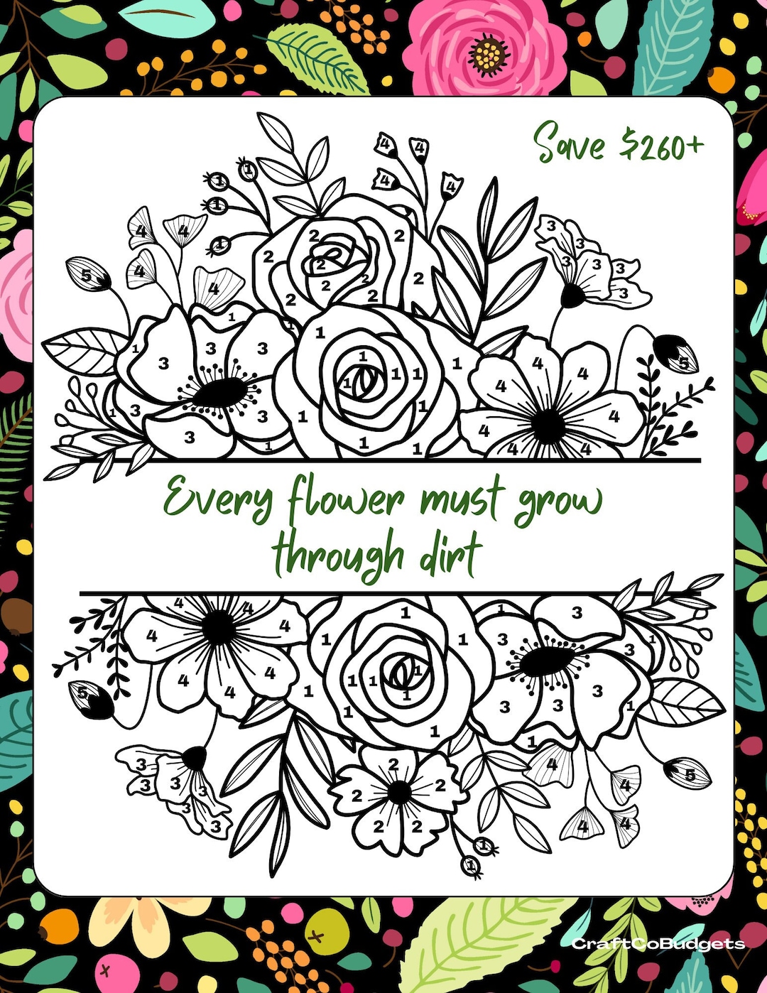 Floral Save by Number Savings Challenge | LOW INCOME| Digital Download ...