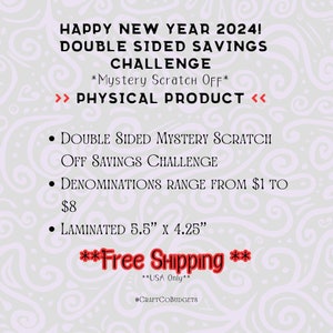 Happy New Year 2024 Mystery Scratch off Savings Challenge Physical ...