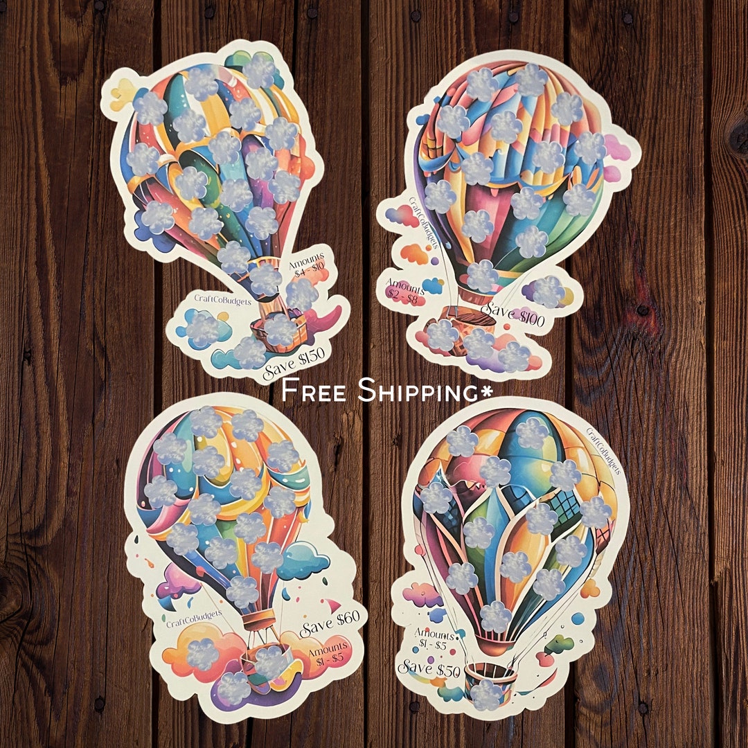 Hot Air Balloons Scratch off Savings Challenge BUNDLE UNIQUE Scratch ...